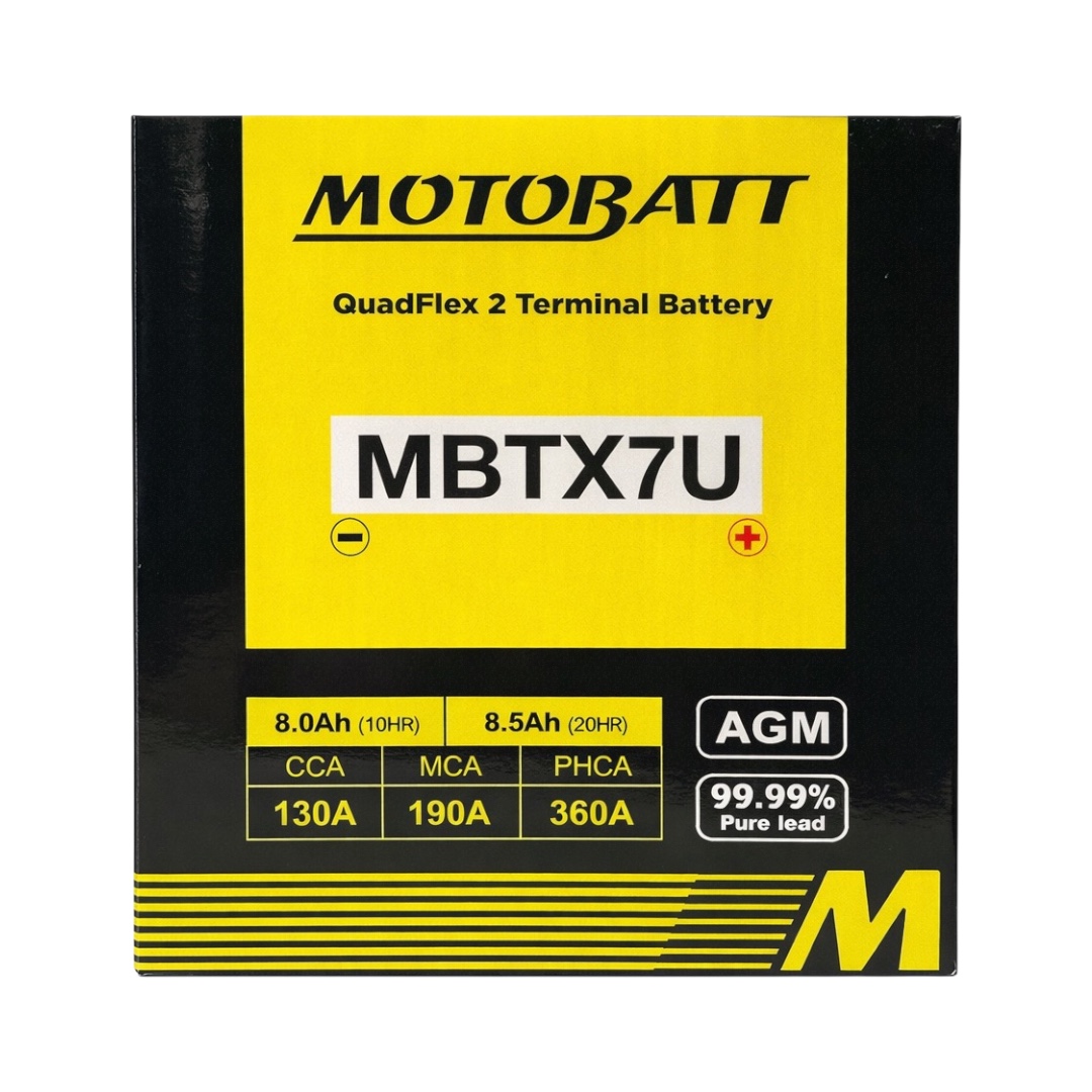 Batería Moto Motobatt MBTX7U (YTX7L-BS) AGM 8Ah 12V - TODOPARTS.CL