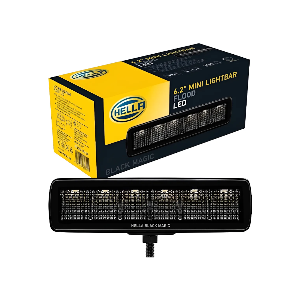 Mini barra LED Hella Black Magic 6.2″ Flood Beam - TODOPARTS.CL